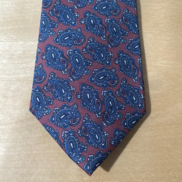 Dior | Accessories | Vintage Christian Dior Monsieur Silk Tie Burgundy Blue Paisley | Poshmark